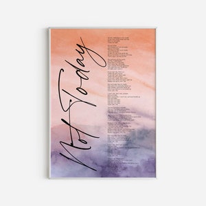 BTS Not Today Lyrics, Prints Poster digital Download Korean Quotes ...