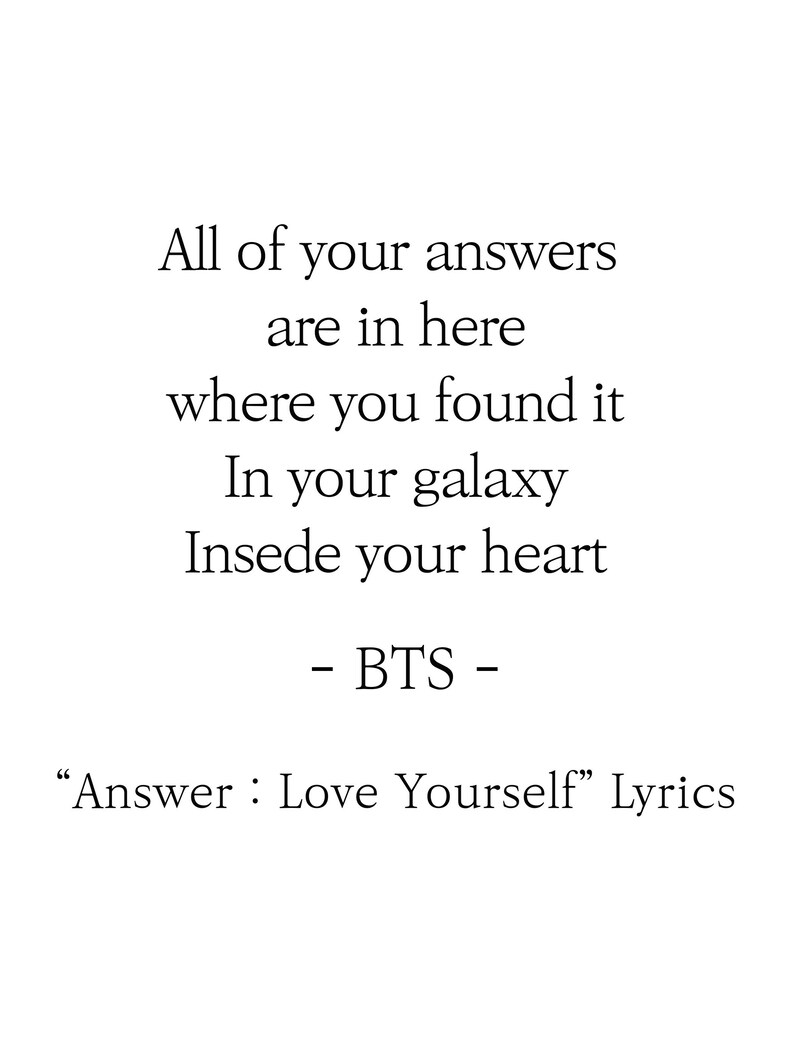 BTS Answer Love Yourself Lyrics Prints Poster digital - Etsy