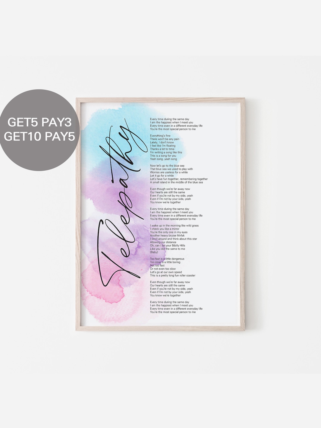 BTS Telepathy Lyrics Prints Poster digital Download Korean - Etsy
