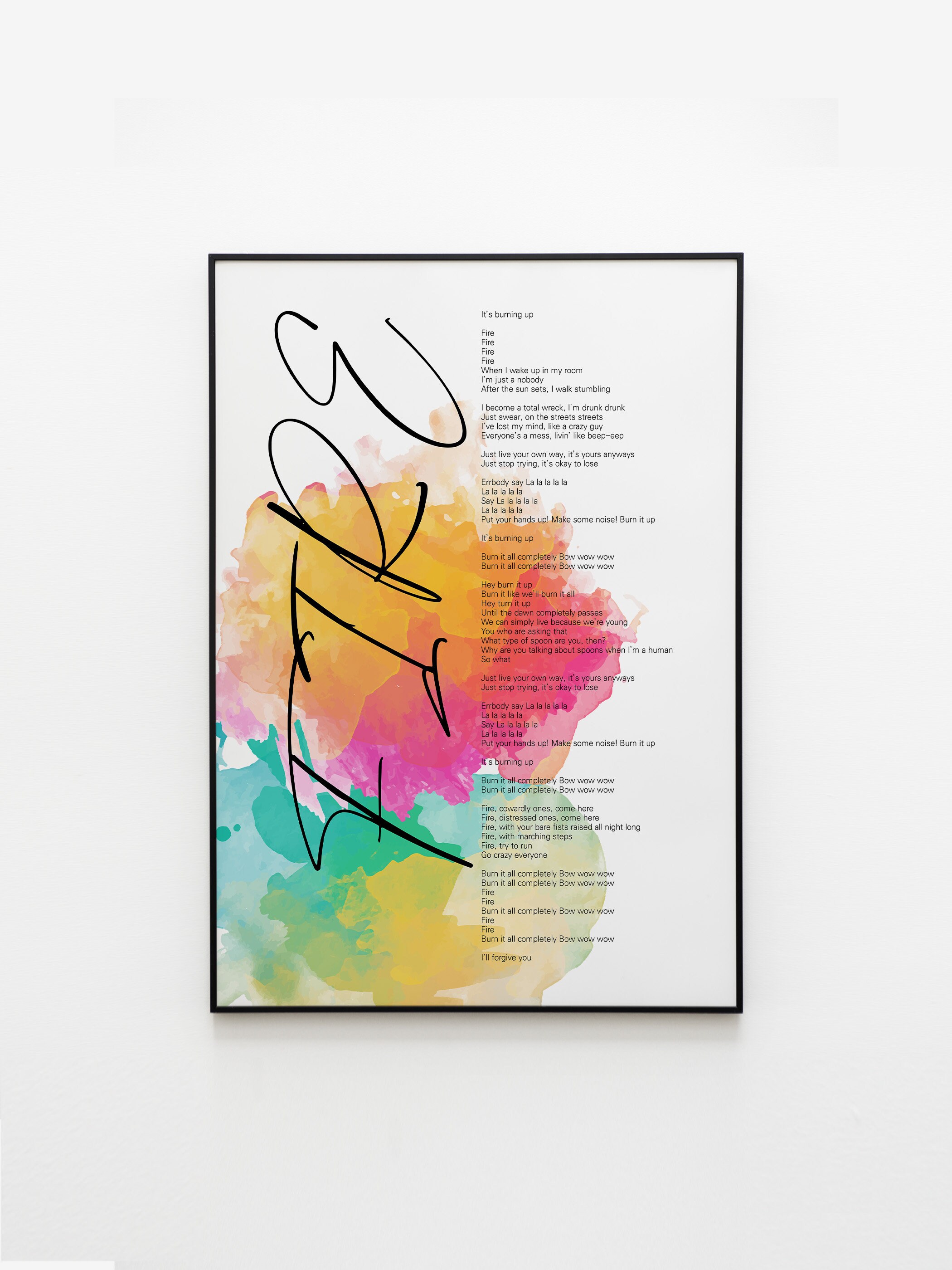 BTS FIRE Lyrics Prints Poster digital Download Korean - Etsy UK