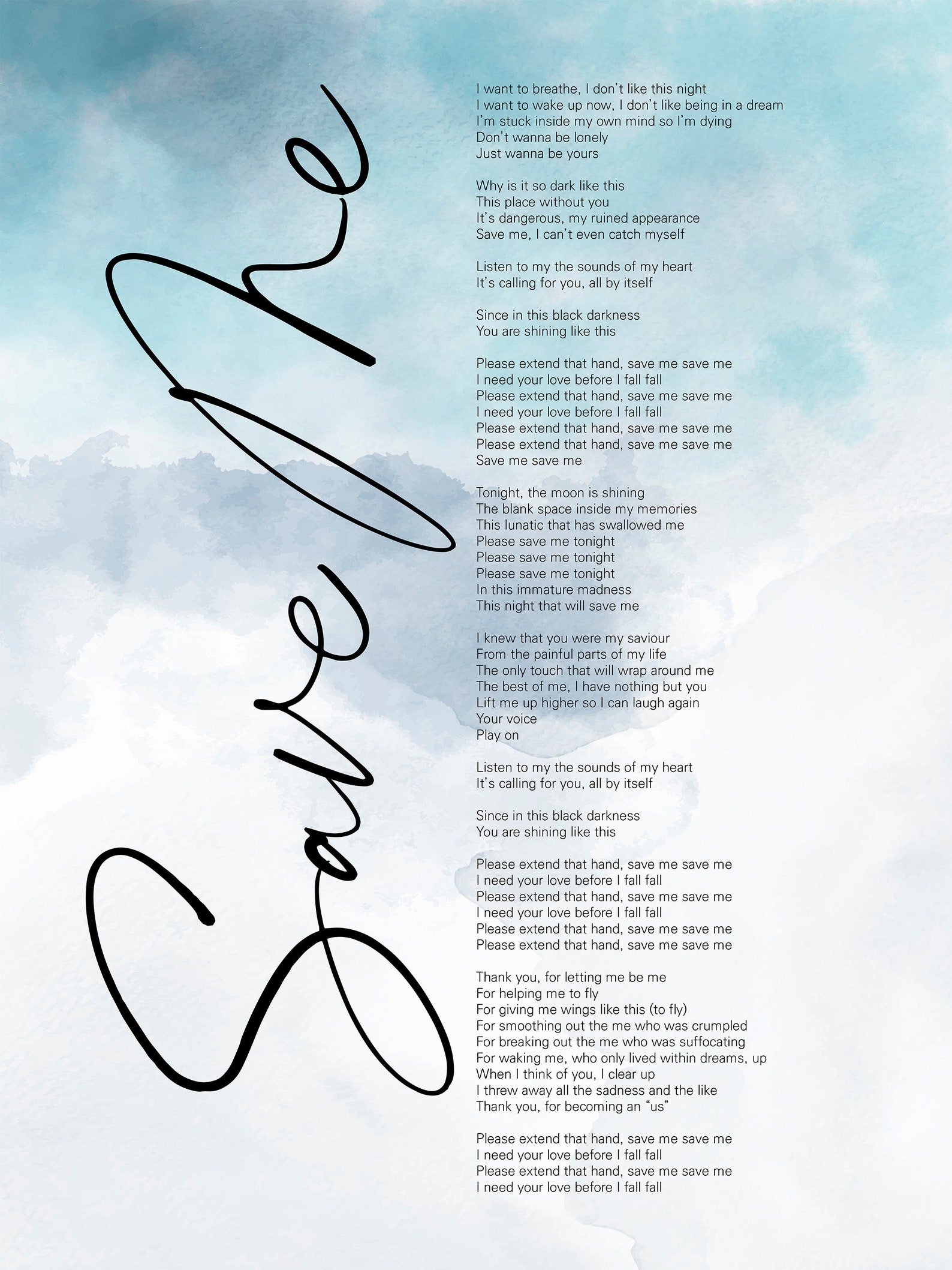 BTS Save Me Lyrics Prints Poster Digital Download Korean Etsy bts-save-me-lyrics-prints-poster-digital-download-korean-etsy