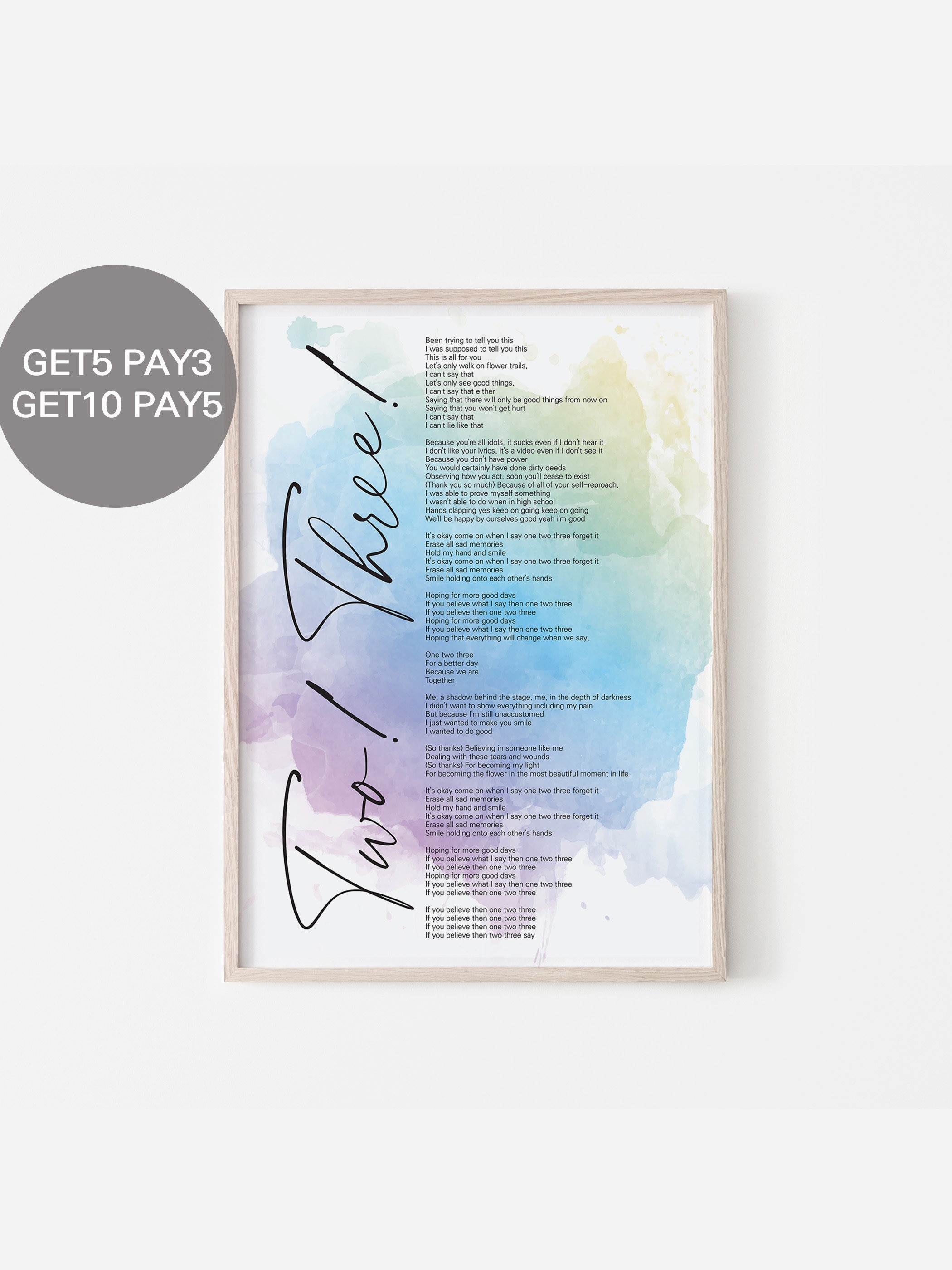 BTS 2 3 Two Three Lyrics Prints Poster digital Download - Etsy UK