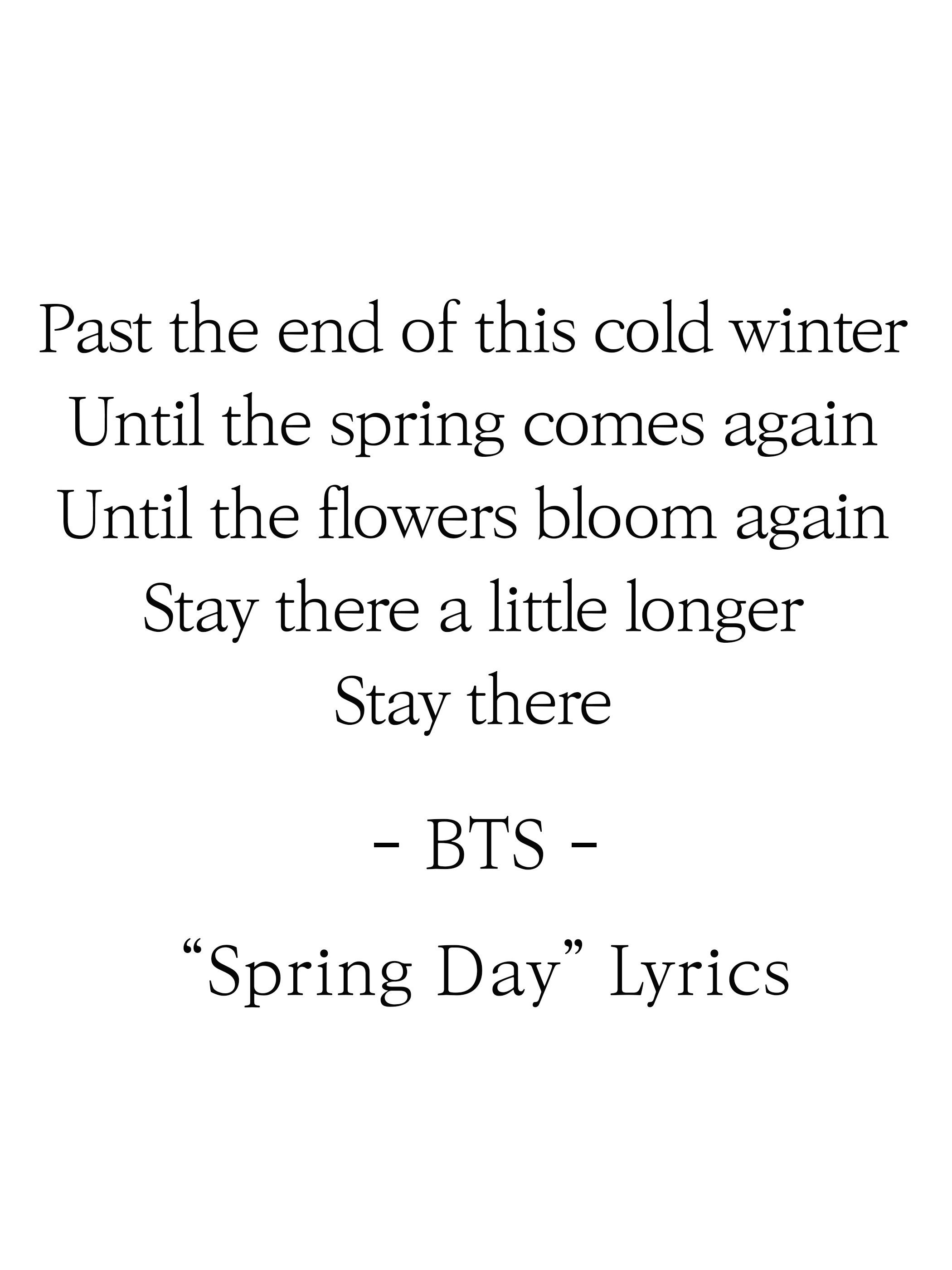 BTS Spring Day Lyrics Prints Poster digital Download Korean | Etsy
