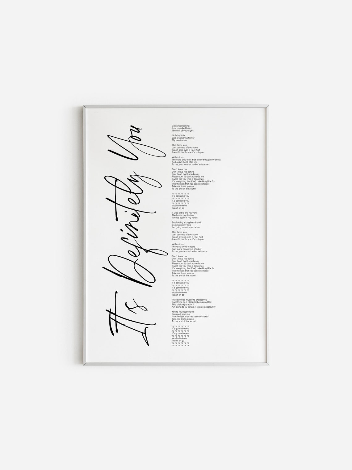 BTS V&jin It's Definitely You Lyrics Prints Poster - Etsy
