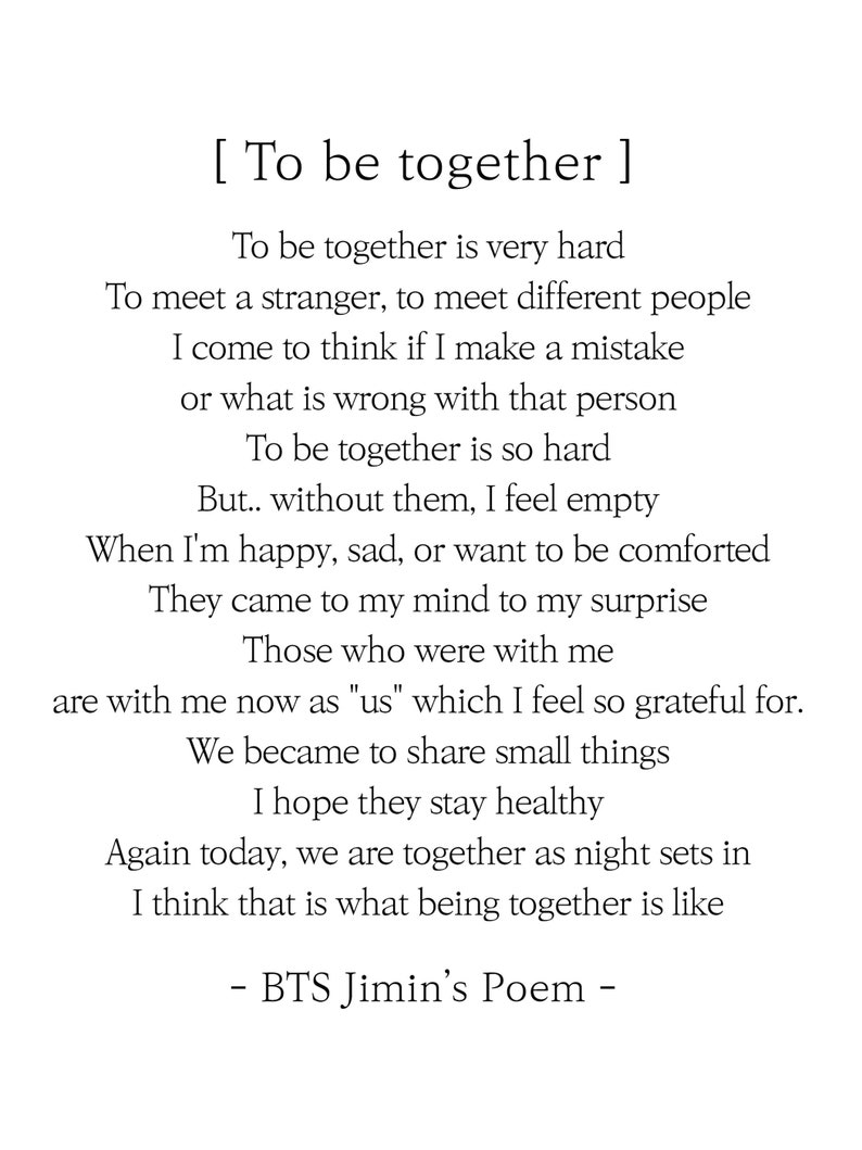 BTS Jimin Poem Lyrics Prints Poster Korean Quotes Korean | Etsy