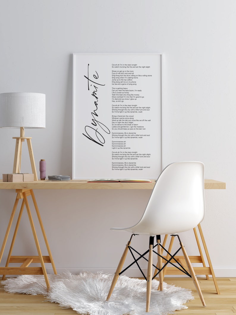 BTS Dynamite Lyrics Prints Poster digital Download Korean - Etsy