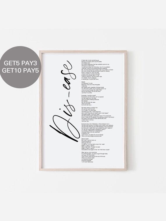 BTS Dis-ease Lyrics Prints Poster Digital Download Korean | Etsy