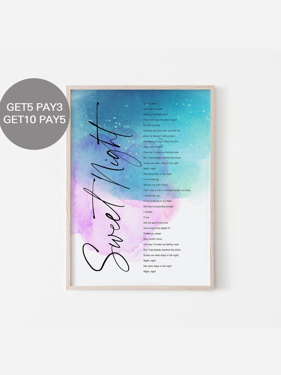 BTS V Sweet Night Lyrics Prints Poster digital Download | Etsy