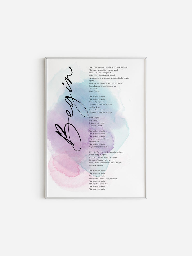 BTS Jungkook Begin Lyrics Prints Poster digital Download - Etsy