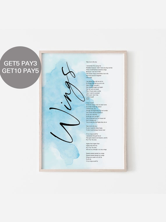 BTS Wings Lyrics Prints Poster Digital Download Korean | Etsy