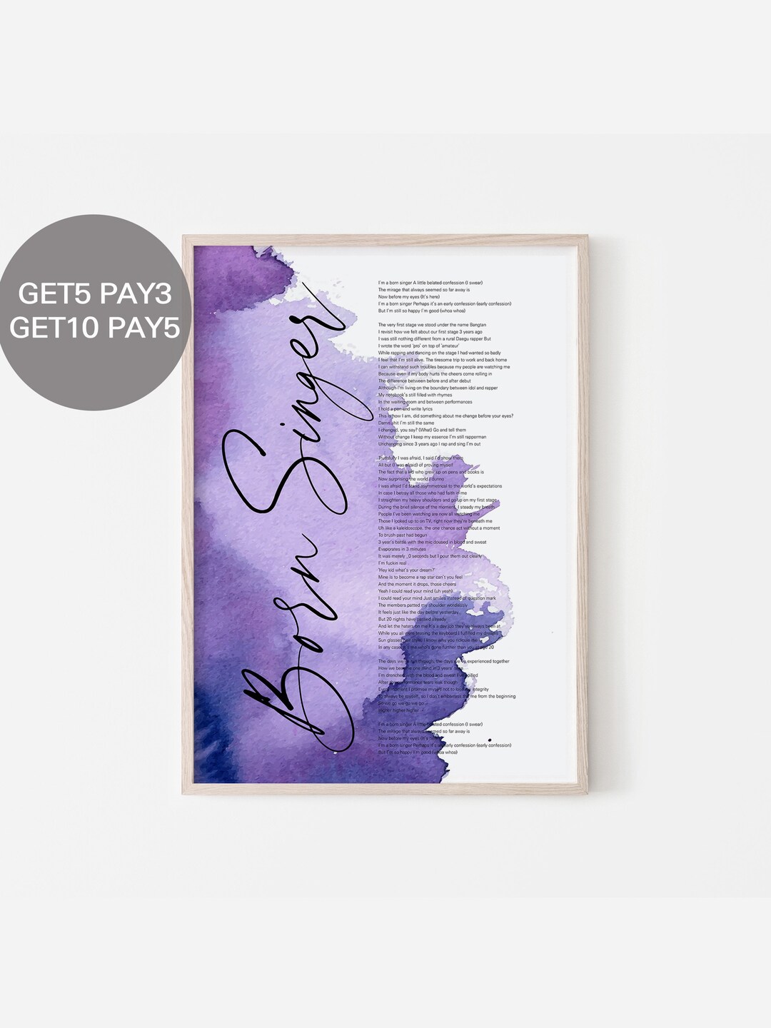 BTS Born Singer Lyrics, Prints Poster digital Download Korean Quotes ...