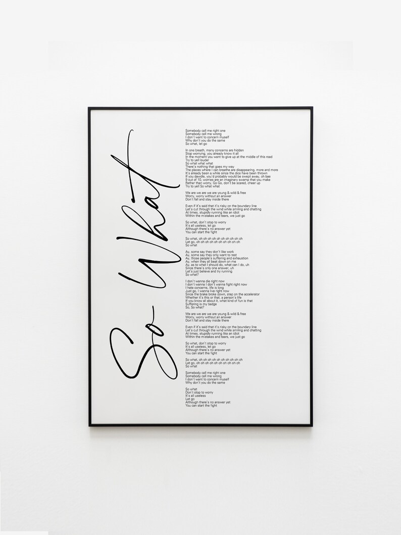 BTS so What Lyrics Prints Poster digital Download Korean - Etsy