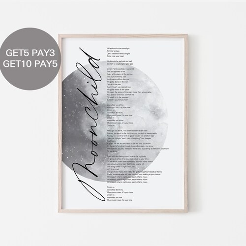 BTS RM Kim Namjoon Moonchild Lyrics Prints Poster digital - Etsy