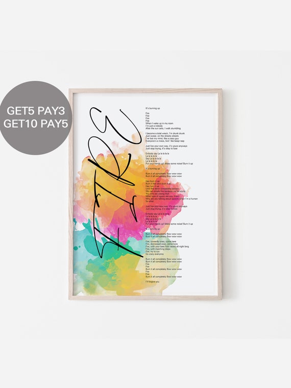 BTS FIRE Lyrics Prints Poster digital Download Korean - Etsy