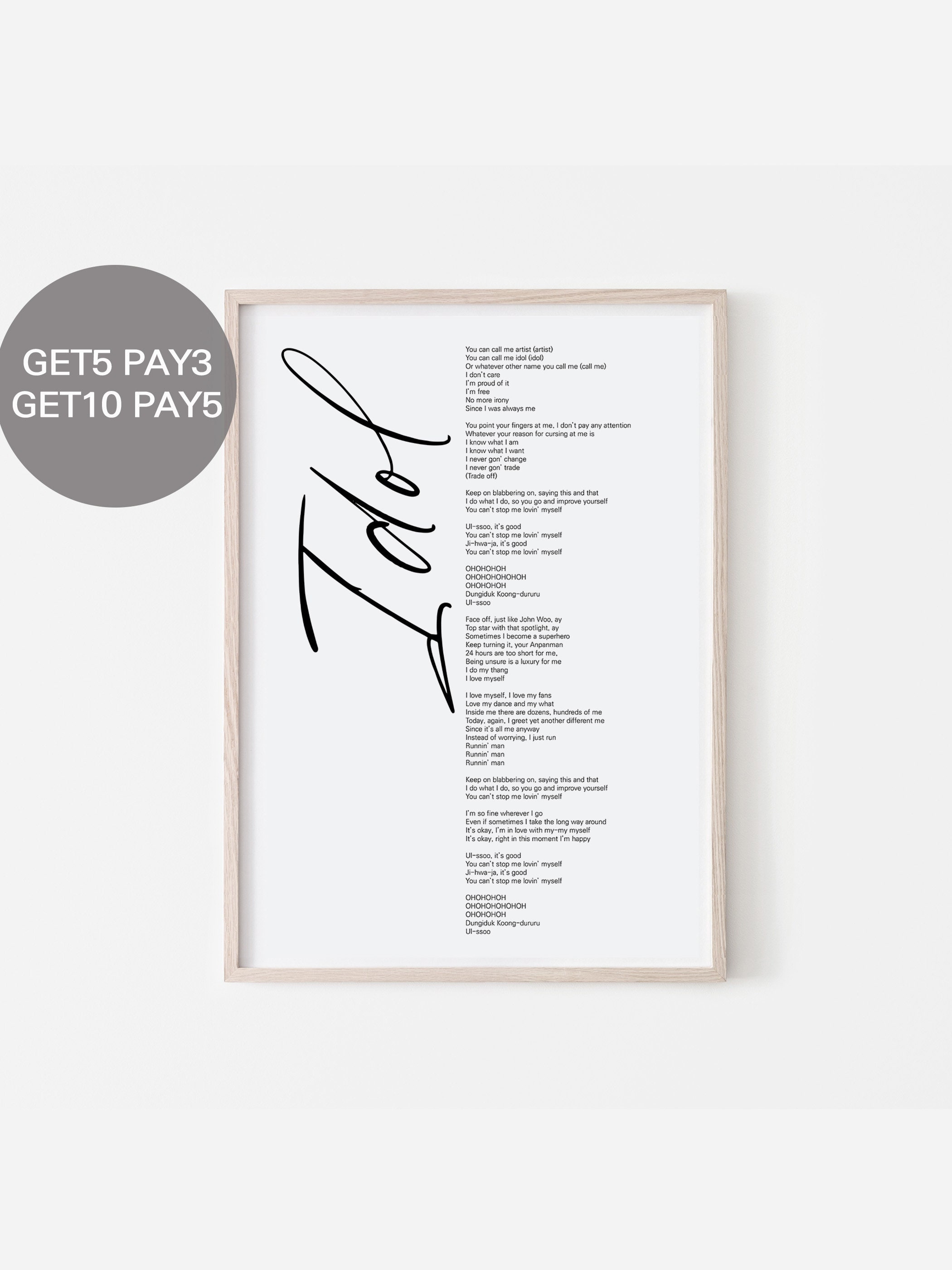 BTS Idol Lyrics Prints Poster Digital Download Korean | Etsy