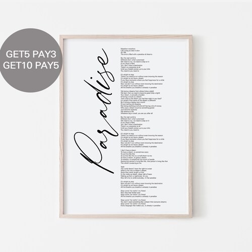 BTS Paradise Lyrics Beautiful Quote Wall Art - Etsy