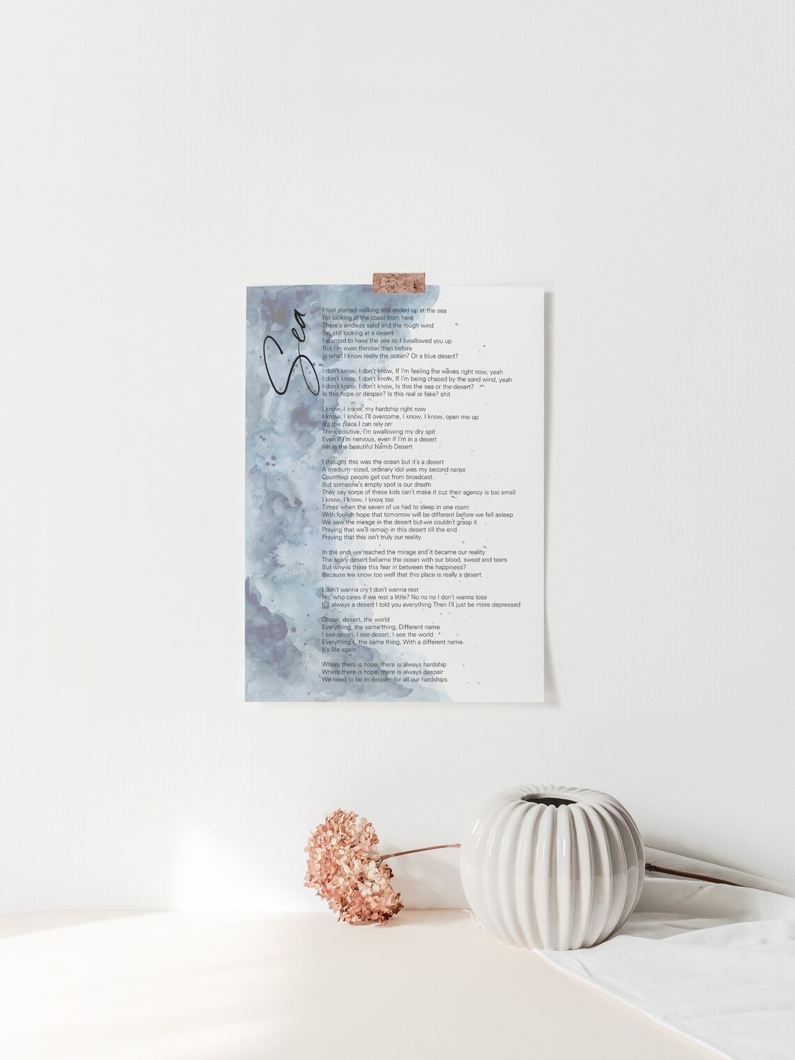 BTS Sea Lyrics Prints Poster digital Download Korean - Etsy UK