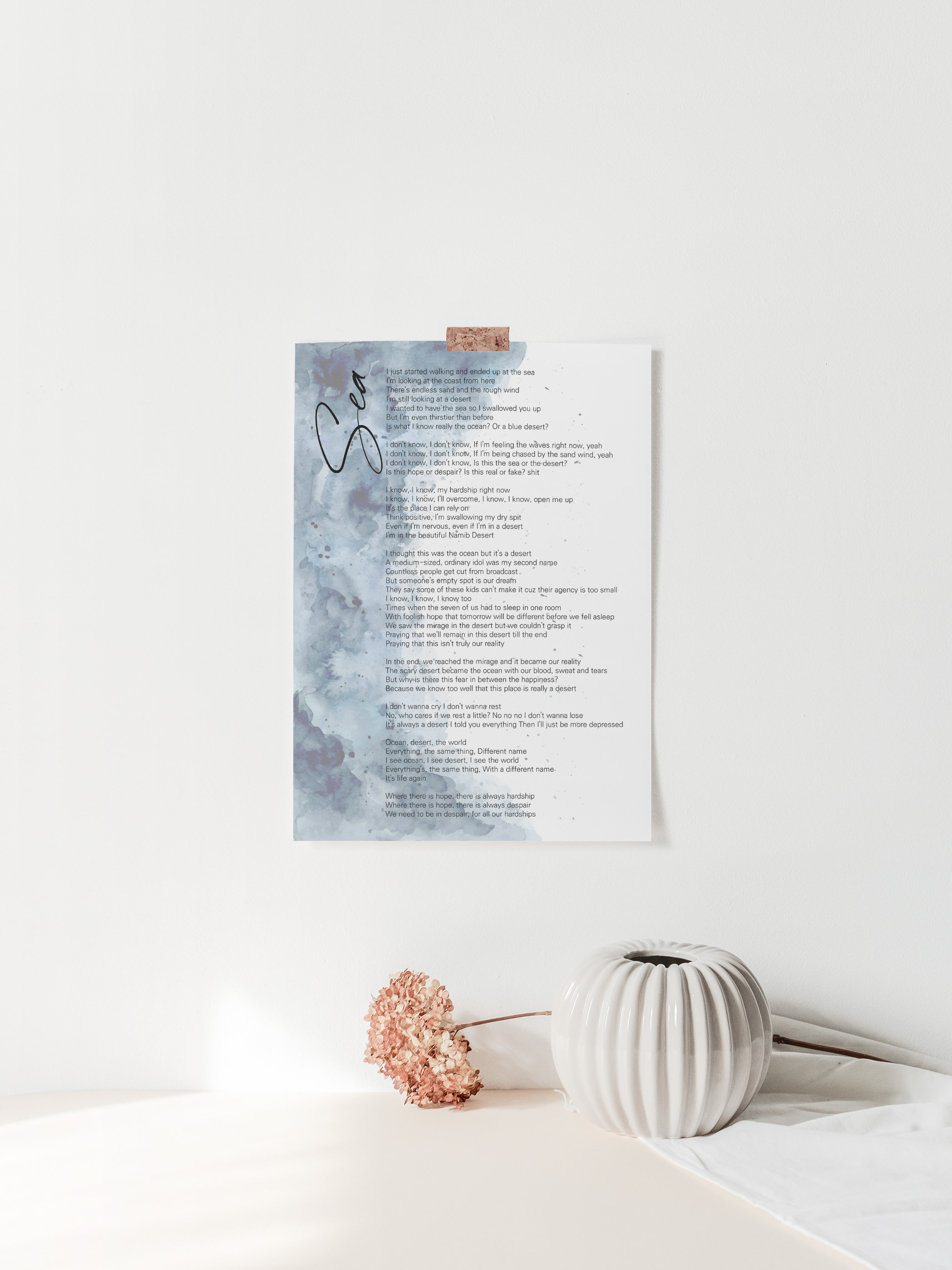 BTS Sea Lyrics Prints Poster digital Download Korean - Etsy UK