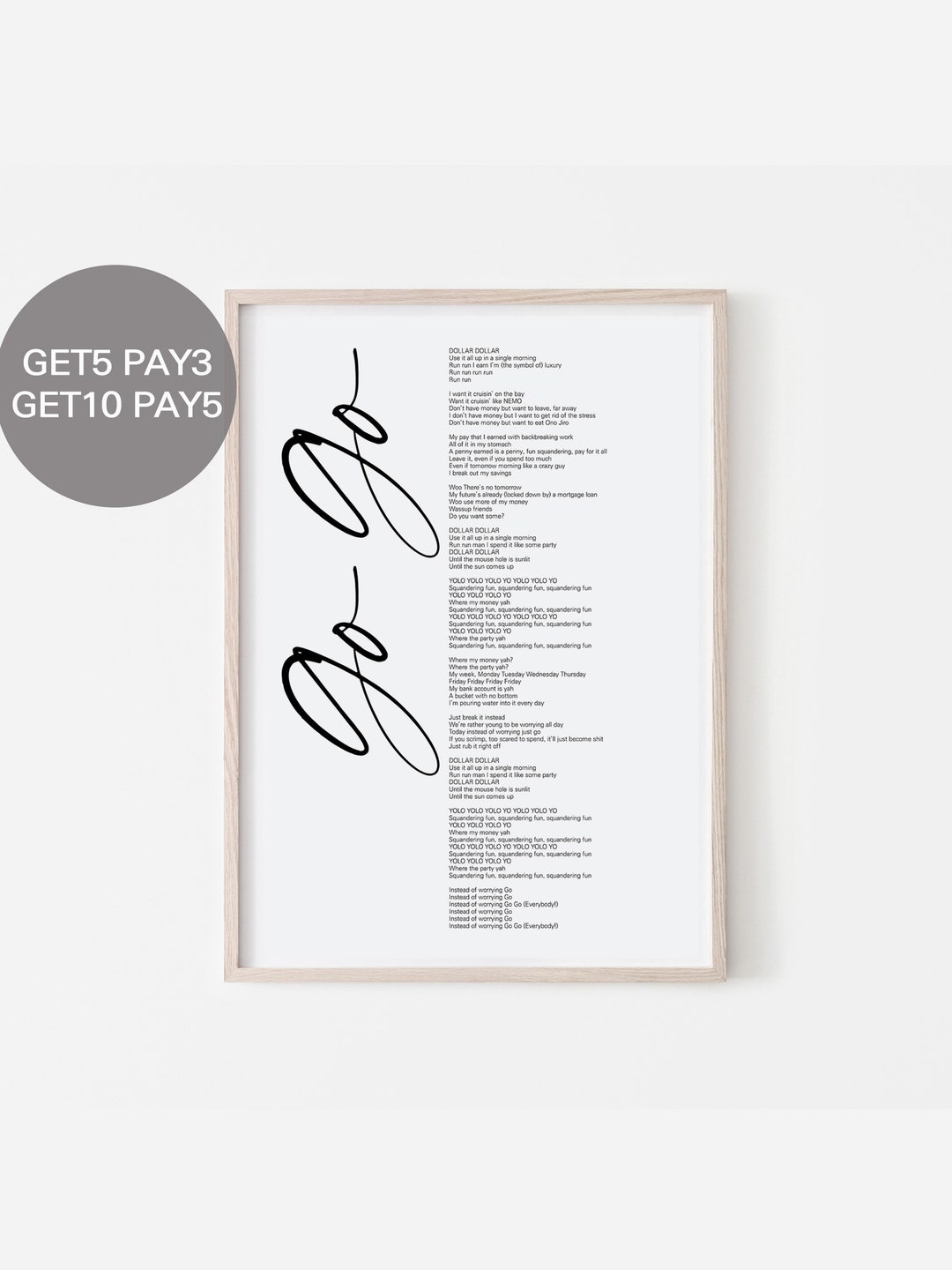 BTS Go Go Lyrics, Prints Poster digital Download Korean Quotes, Large ...