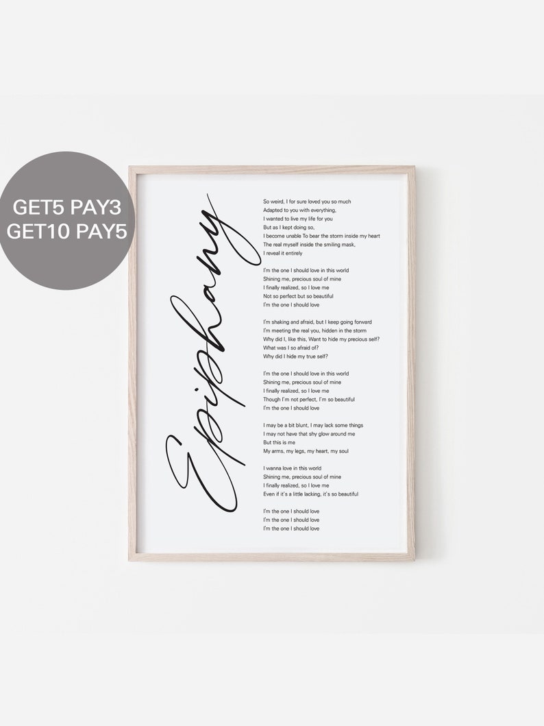 Bts Jin Epiphany Lyrics Prints Poster Digital Download Etsy