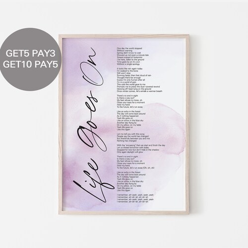 BTS Lyrics Posters Graphic Prints Wall Decor - Etsy
