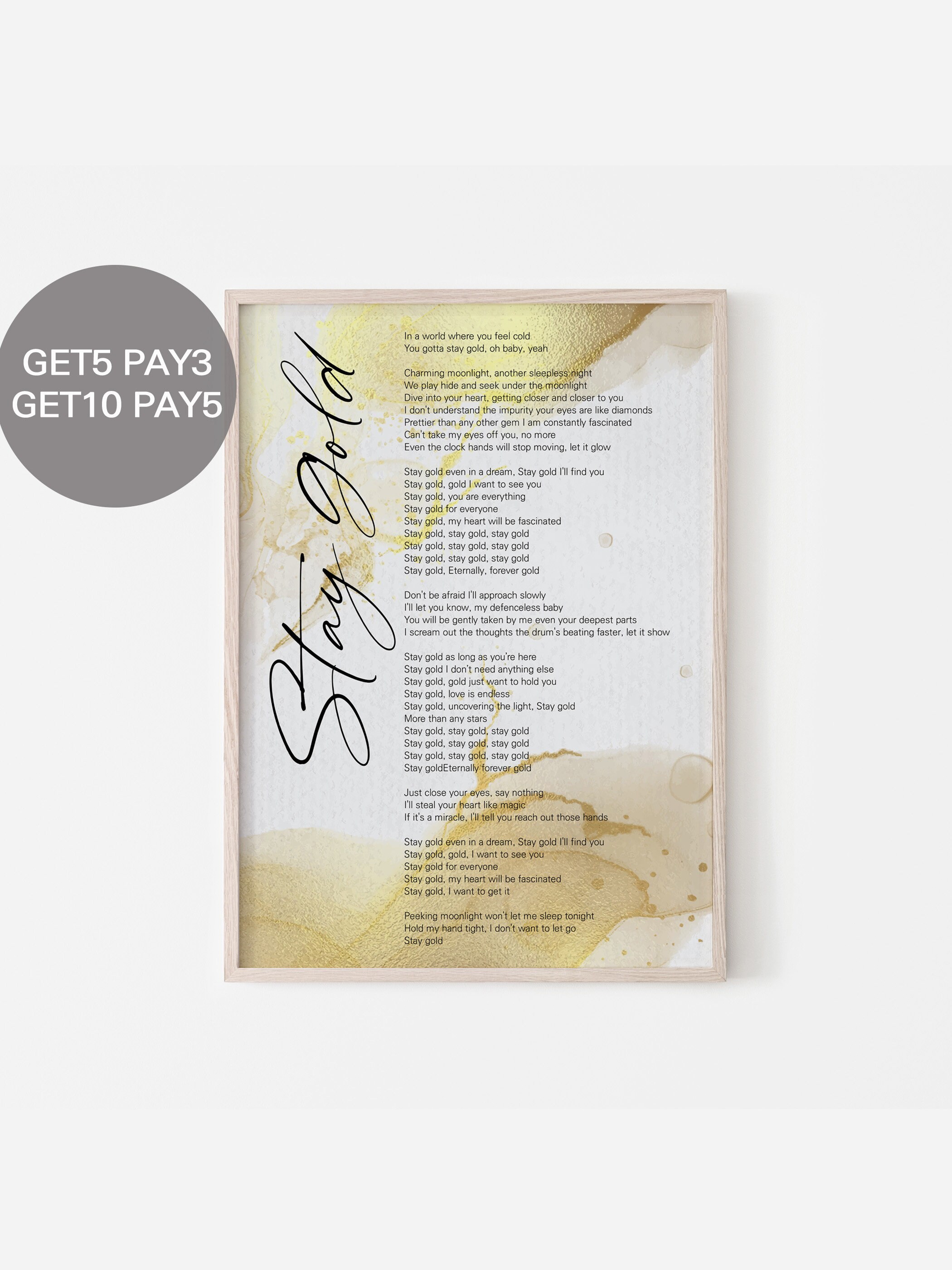 bts army BTS StayGold Lyrics K-POP Poster BTS art Downloadable Home & Living Prints etna.com.pe