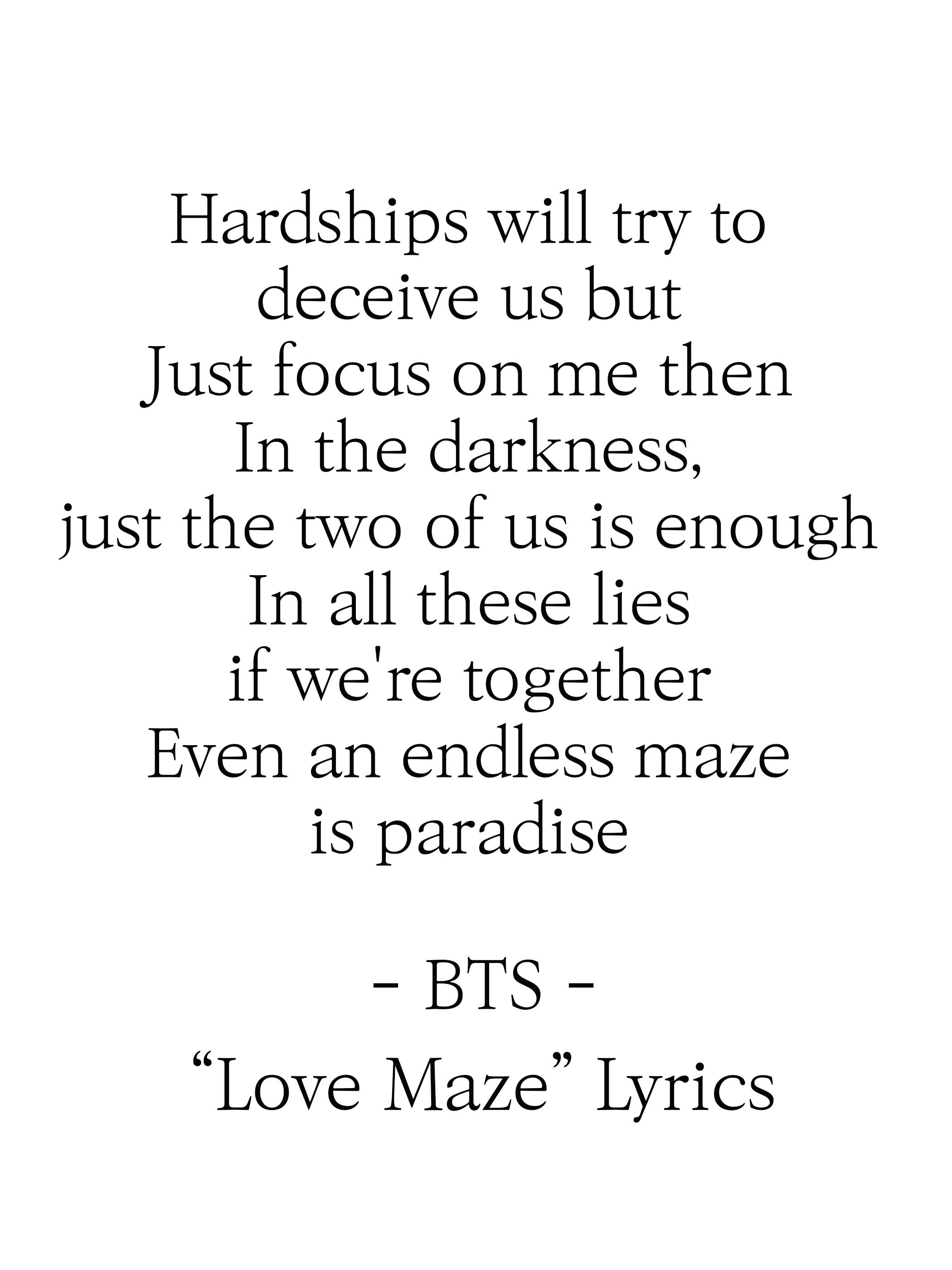BTS Love Maze Lyrics Prints Poster digital Download Korean - Etsy