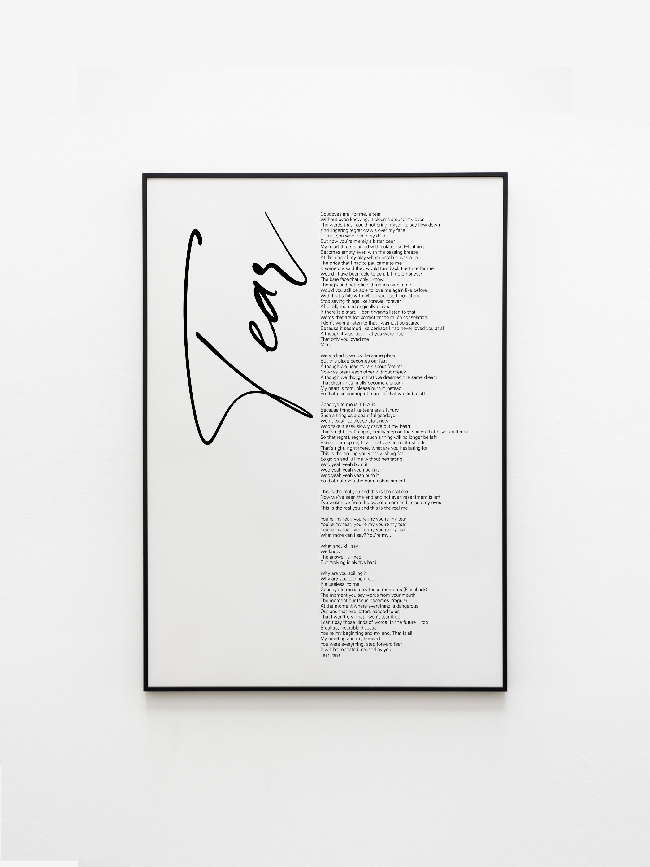 BTS Outro Tear Lyrics Prints Poster digital Download Korean - Etsy