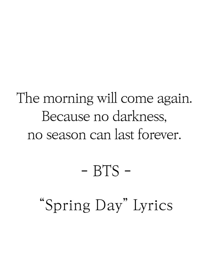 BTS Spring Day Lyrics Prints Poster Korean Quotes Wall Art | Etsy