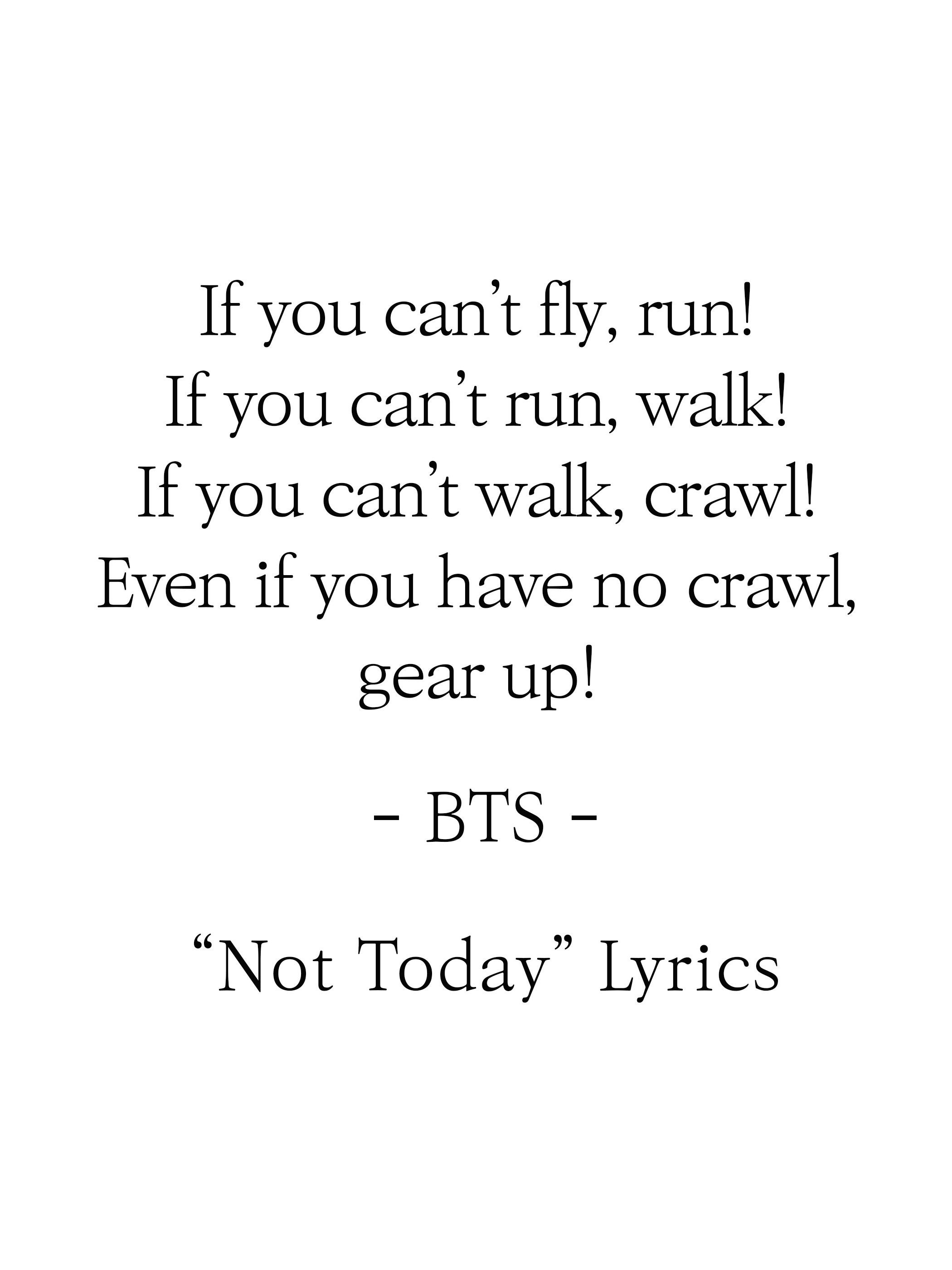 BTS Not Today Lyrics Prints Poster Digital Download Korean | Etsy