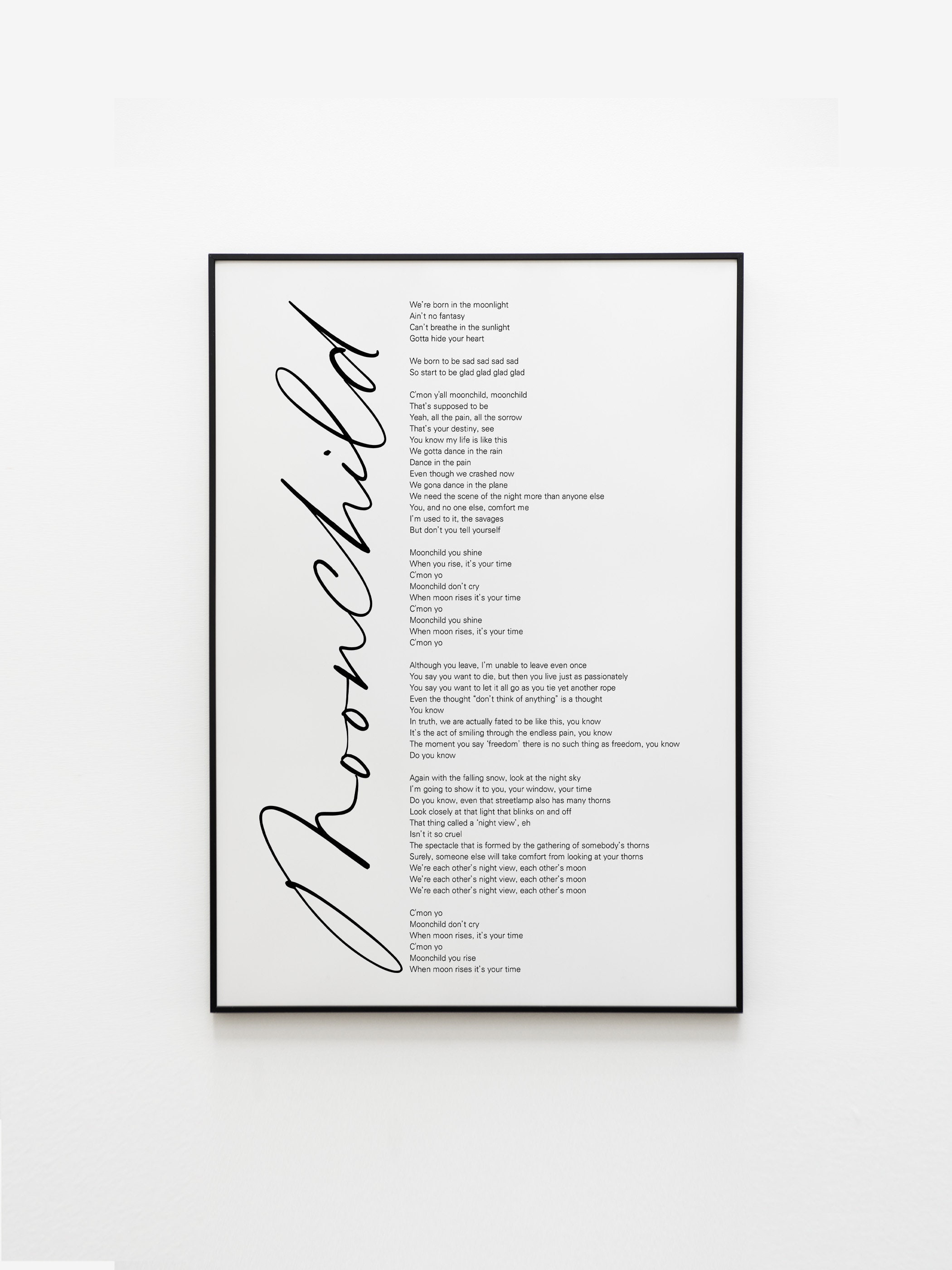 BTS RM Moonchild Lyrics Prints Poster digital Download - Etsy