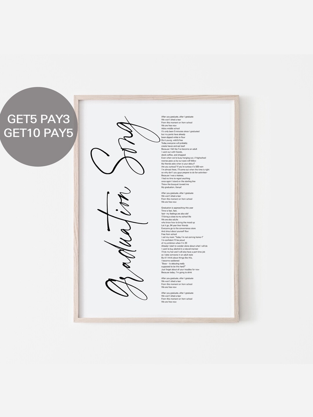 BTS Graduation Song Lyrics, Prints Poster (digital Download) Korean ...