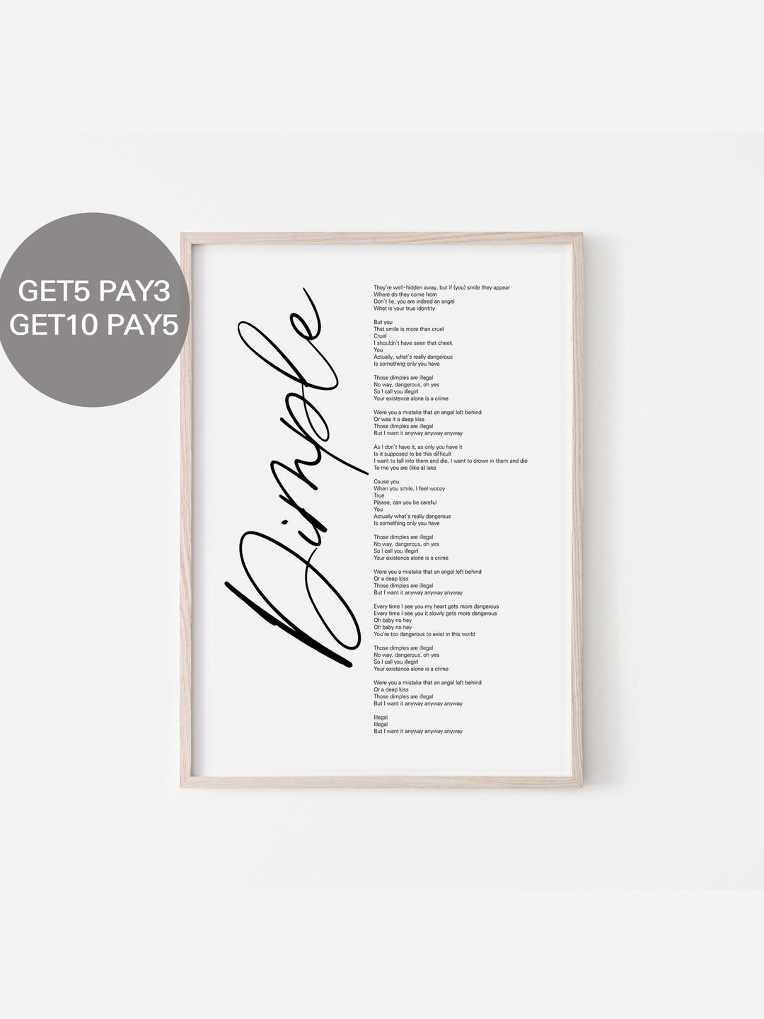 BTS Dimple Lyrics, Prints Poster digital Download Korean Quotes, Large ...