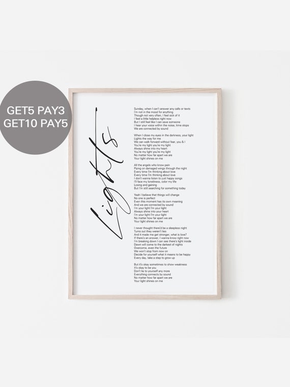 BTS Lights Lyrics Prints Poster digital Download Korean | Etsy