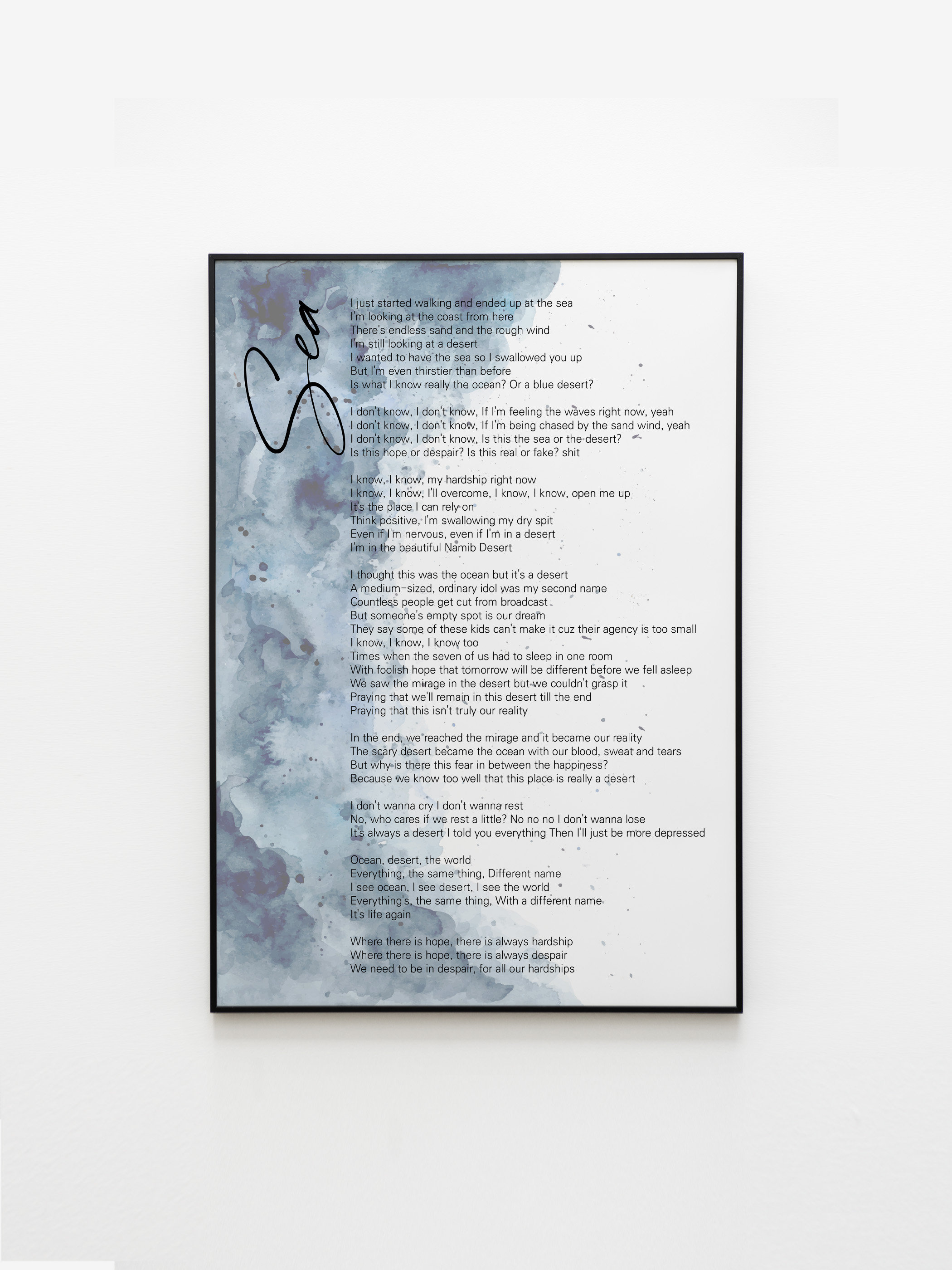 BTS Sea Lyrics Prints Poster digital Download Korean - Etsy UK