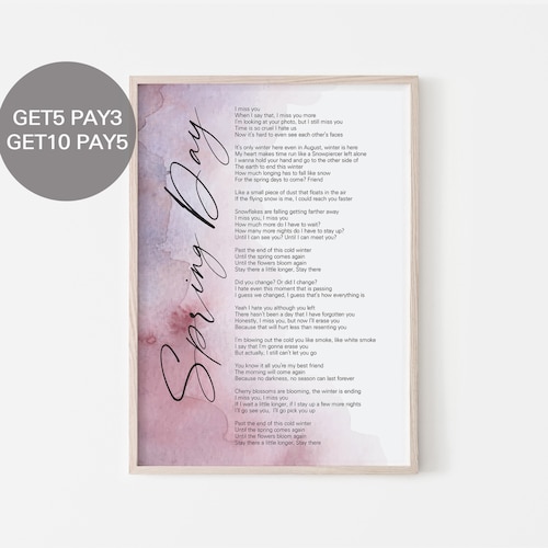 Spring Day Wall Art BTS Poster Lyrics Poster Quote BTS - Etsy UK