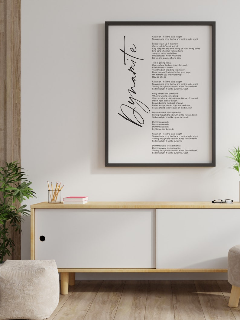 BTS Dynamite Lyrics Prints Poster digital Download Korean - Etsy