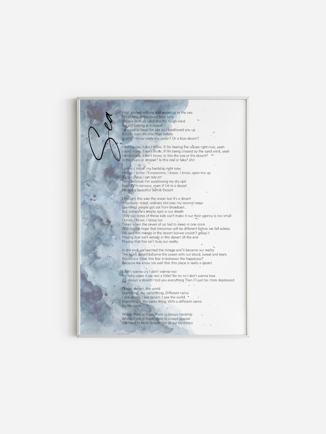 BTS Sea Lyrics Prints Poster digital Download Korean - Etsy UK