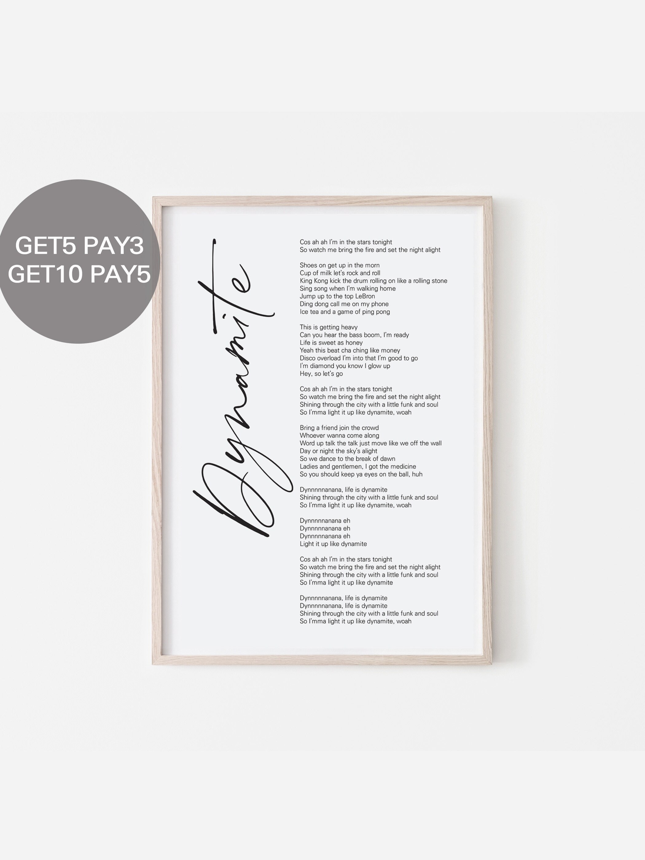 BTS Dynamite Lyrics Prints Poster digital Download Korean - Etsy UK