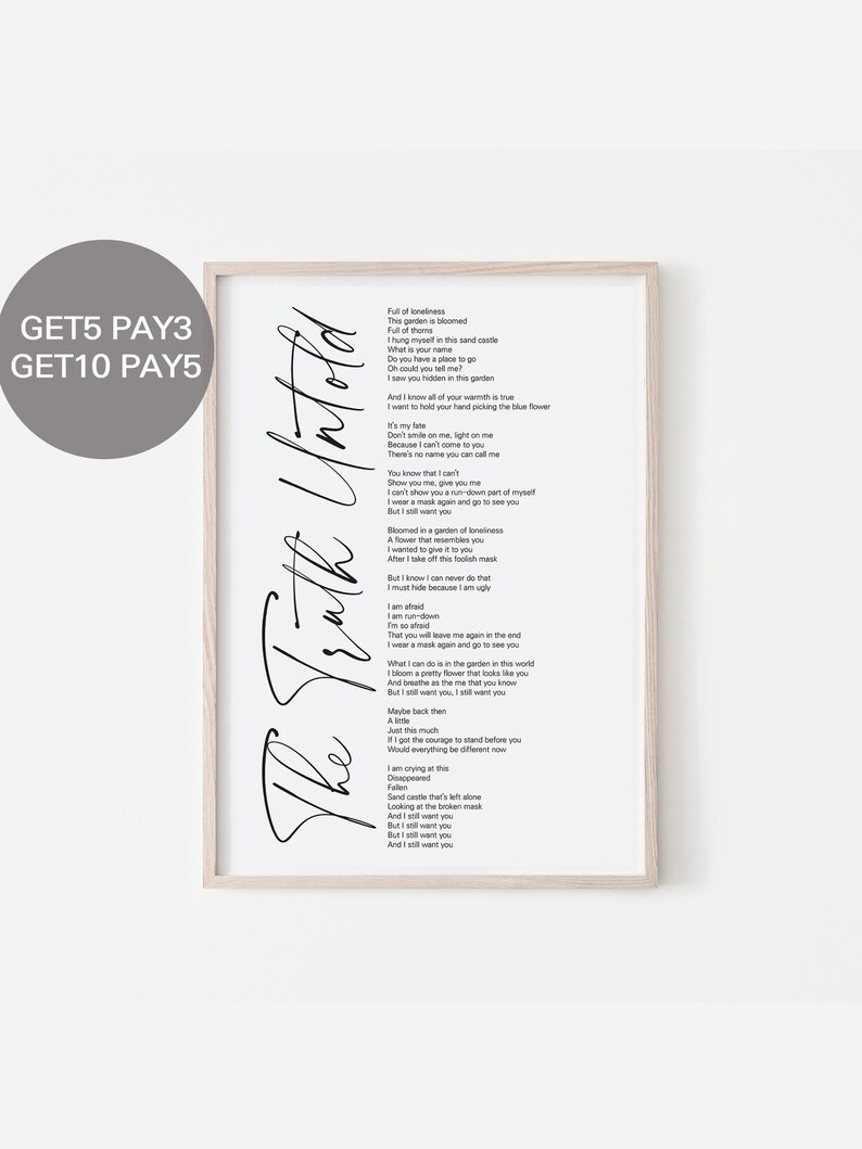 BTS the Truth Untold Lyrics Prints Poster digital Download - Etsy UK