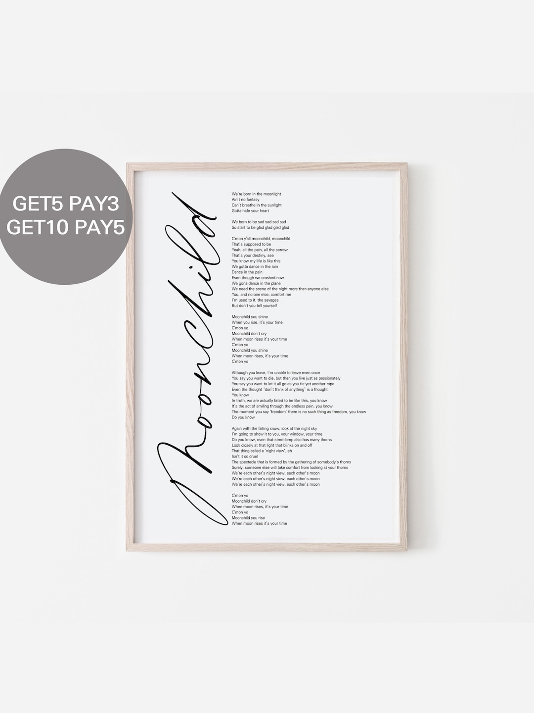 BTS RM Moonchild Lyrics, Prints Poster digital Download Korean Quotes ...