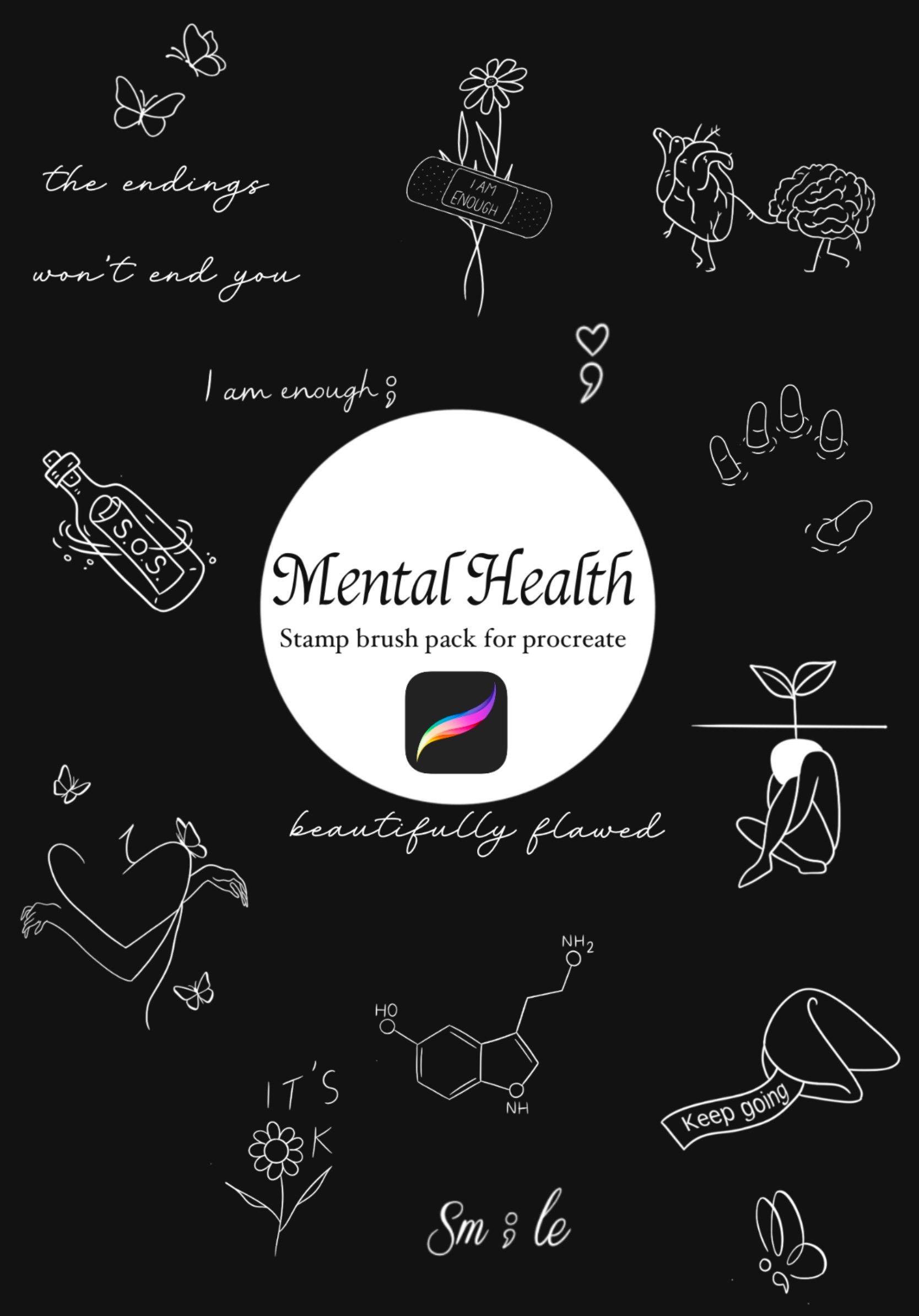 Mental Health Procreate Stamp Brushes - Etsy