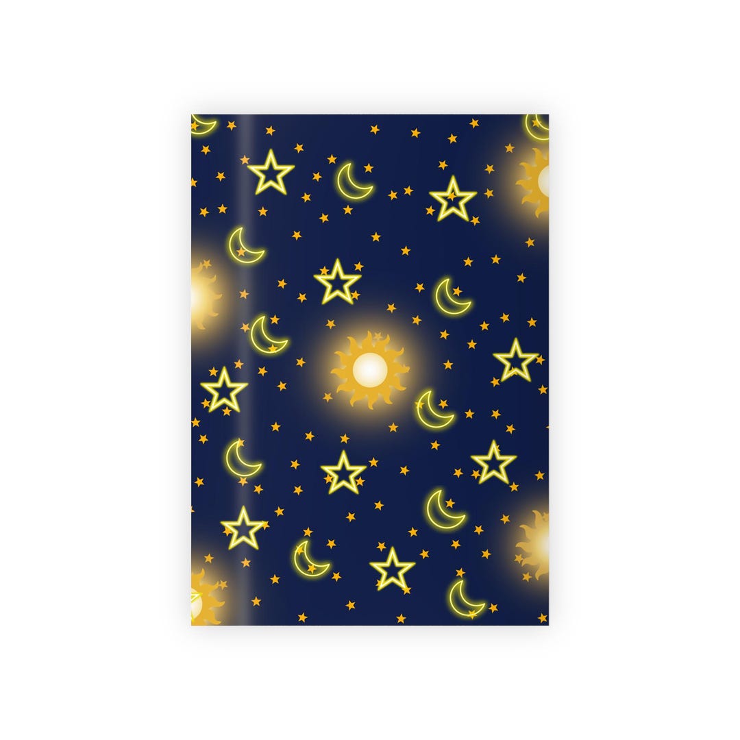 Celestial Gift Wrapping Paper Roll, Star and Moon Design for Birthdays ...