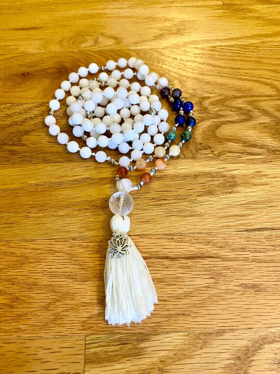 White Jade Chakra Mala Yoga Meditation Mala Beads Mala | Etsy