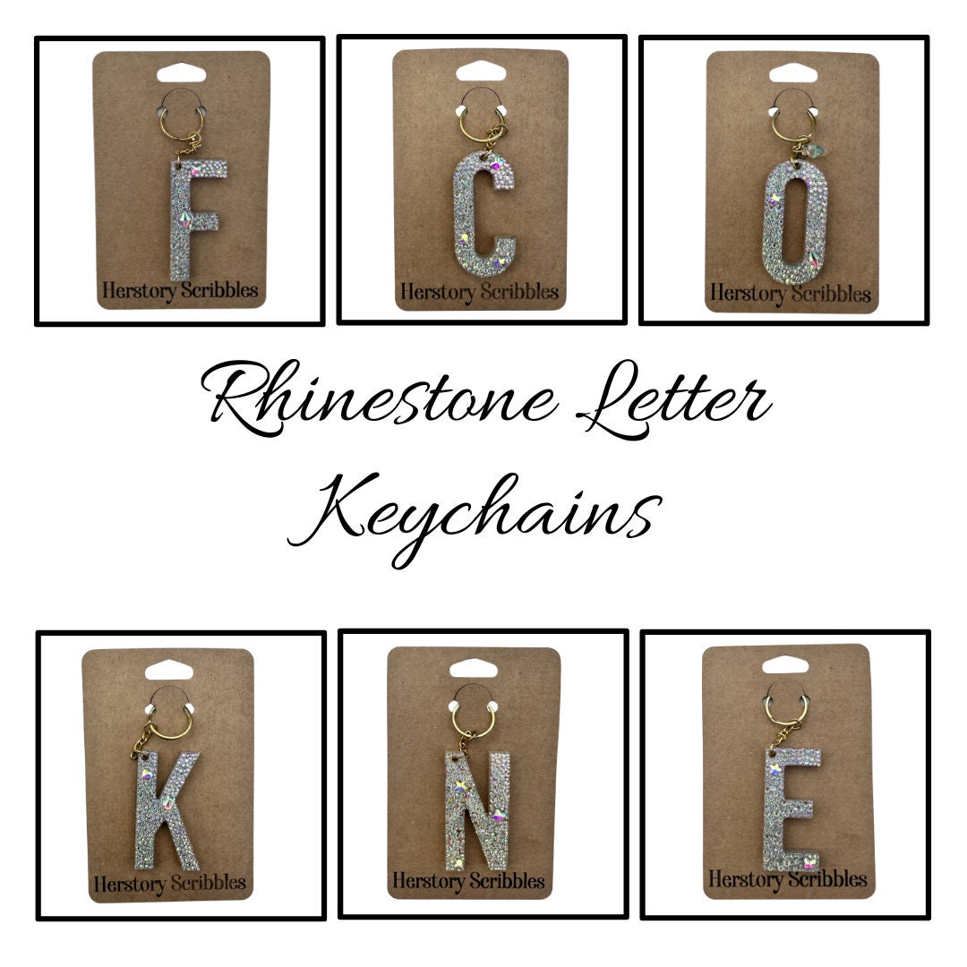 Letter Keychain Rhinestones Bling Keychain Letter Bag Charms - Etsy