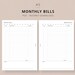 Monthly Bills Tracker | A5 Planner Printable - A5 Monthly Bill Tracker ...
