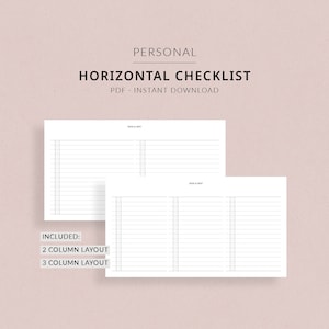 Horizontal Checklist | Personal Printable Planner - to Do List, Bullet ...