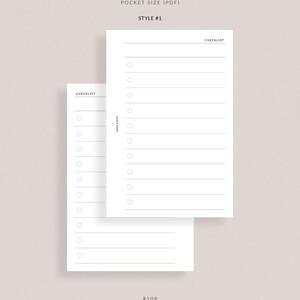 Large Checklists | Pocket Printable Planner - to Do List, Inbox, Brain ...