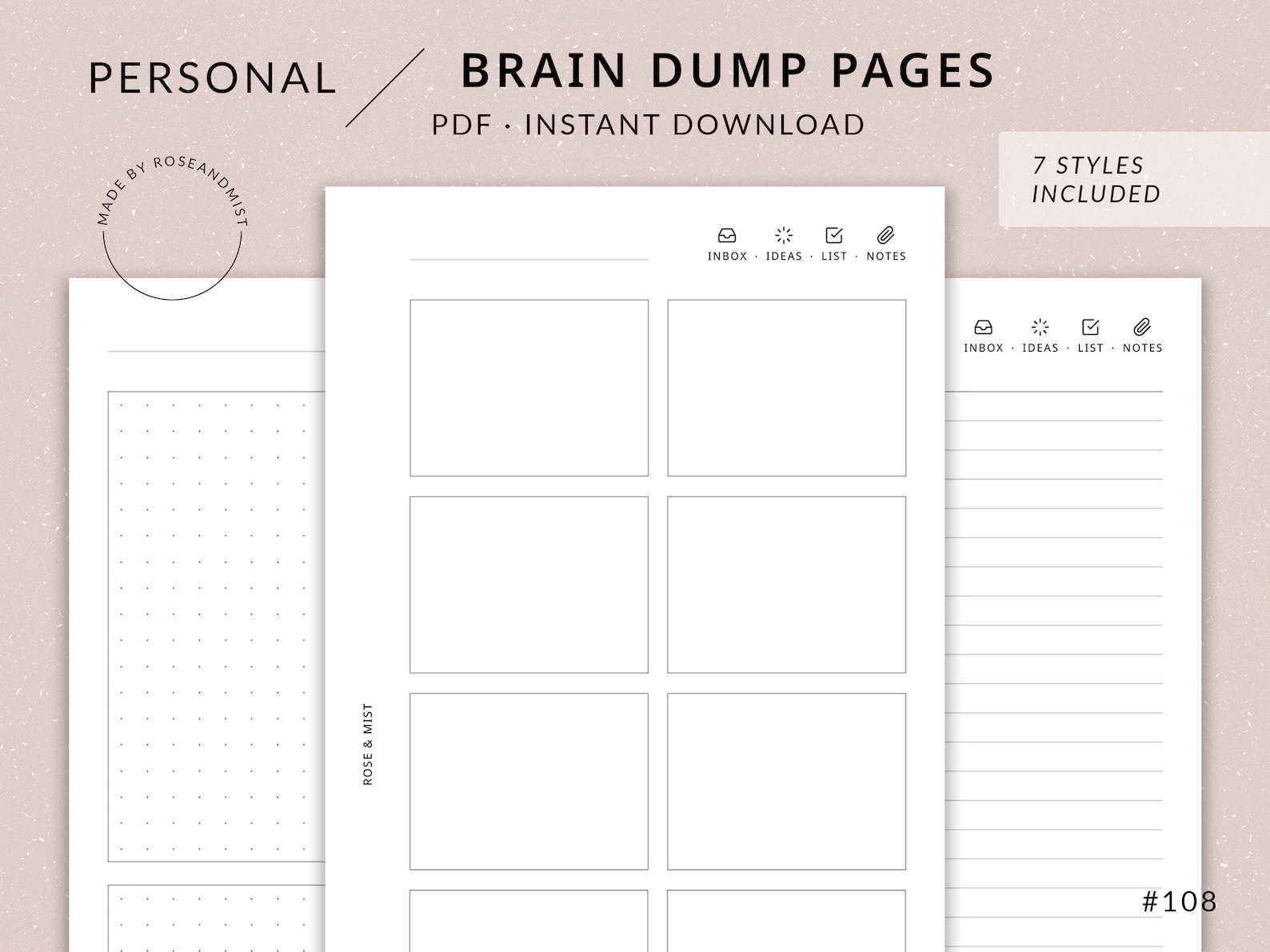 Brain Dump Pages Personal Printable Planner Inbox Ideas - Etsy