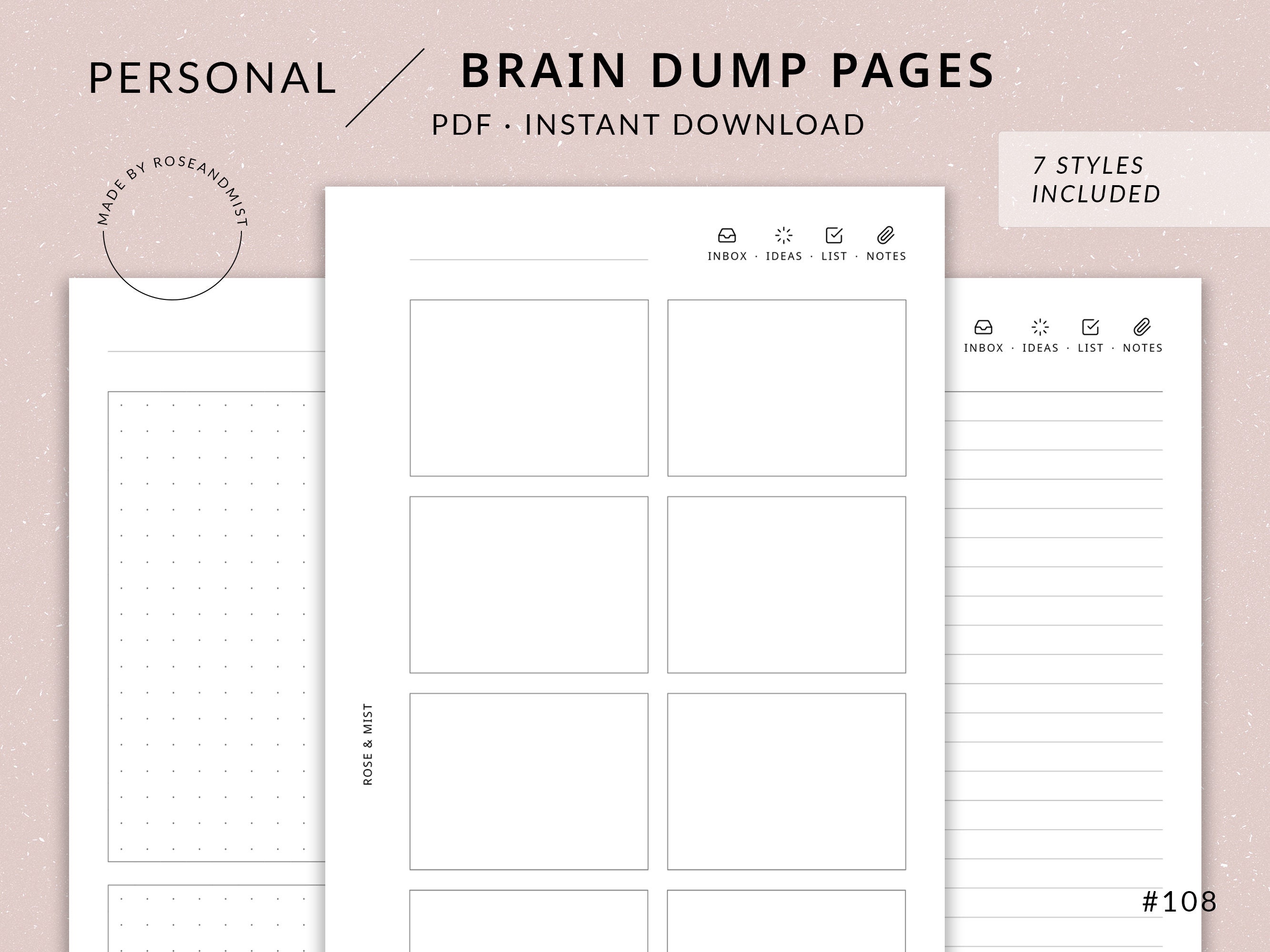 Brain Dump Pages Personal Printable Planner Inbox Ideas - Etsy